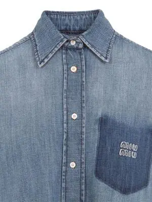 Miu Miu Suede And Denim Shirt - Multicolor