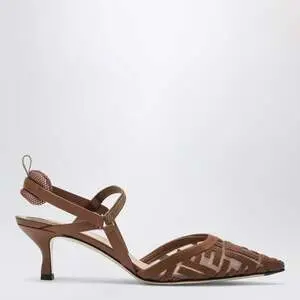 Fendi Colibrã¬ Lite Slingback With Ff Embroidery Elba - Brown