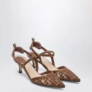 Fendi Colibrã¬ Lite Slingback With Ff Embroidery Elba - Brown
