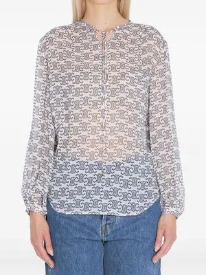 Celine Logo Silk Blouse - Multicolor