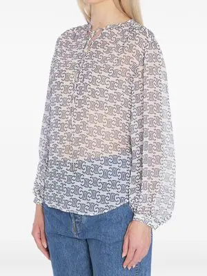 Celine Logo Silk Blouse