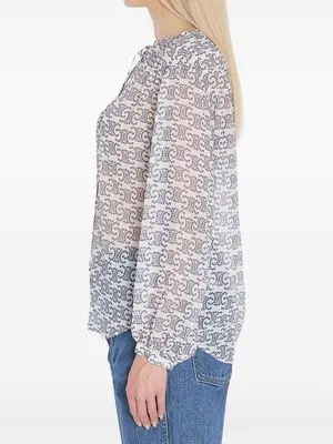 Celine Logo Silk Blouse