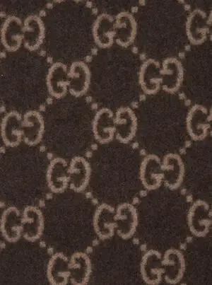 Gucci Scarf 'gg' With All-over Motif And Fringed Edge In For - Brown
