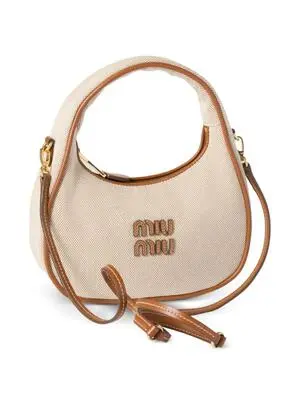 Miu Miu Wander Canvas And Leather Small Hobo Bag