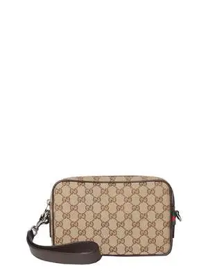 Gucci Crossbody Bag 'gg All-over' With Tech Fabric Motif Beige - Cream
