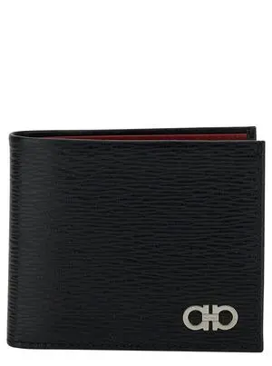 FERRAGAMO Wallet 'revival' Gancini With Double Hook In Grained Leather For - Black
