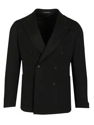 Tagliatore Double-breasted Wool And Cashmere Blazer - Black