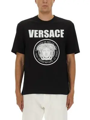 Versace T-shirt With Logo - Black