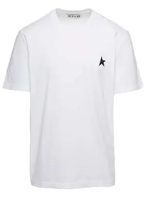 GOLDEN GOOSE T-shirt With Round Neck And One Star Logo Print On The Front In Cotton For - White