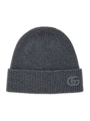 Gucci Gray Logo Patch Beanie For - Multicolor