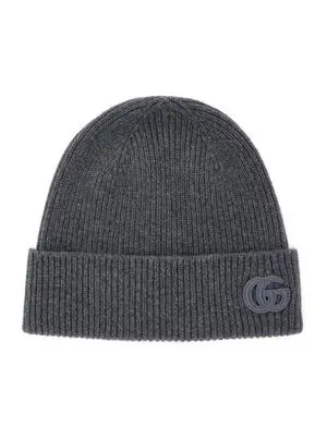 Gucci Gray Logo Patch Beanie For - Multicolor