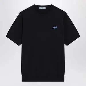 Prada Silk-blend Sweater With Logo - Blue