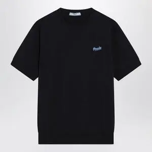 Prada Silk-blend Sweater With Logo - Blue