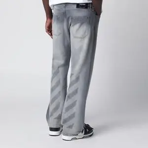 Off-White Grey Washed-effect Jeans - Gray