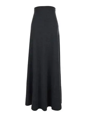 Balenciaga Grey Flared Skirt With Pleated Details And Elastic Ribbed Waist In Wool - Multicolor