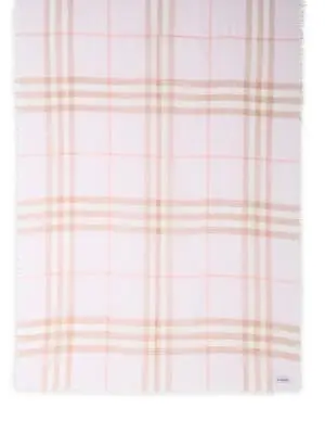 Burberry Wide Scarf In Quartz 'check' Wool - Pink