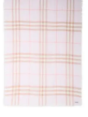 Burberry Wide Scarf In Quartz 'check' Wool - Pink