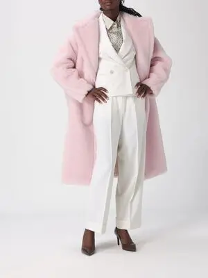 Max Mara Teddy Coat In Faux Fur - Pink