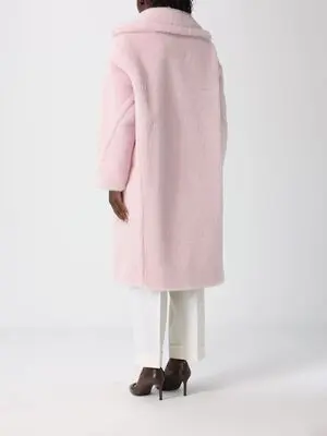 Max Mara Teddy Coat In Faux Fur - Pink