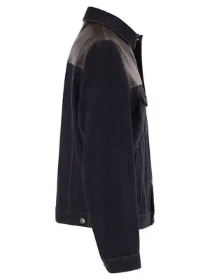 Brunello Cucinelli Cotton Denim Jacket With Leather Details - Multicolor