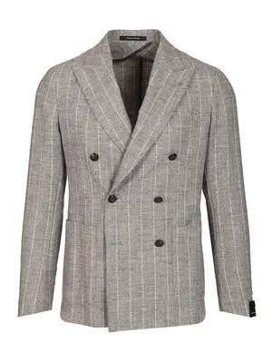 Tagliatore Montecarlo Boucle Double Breasted Blazer - Gray