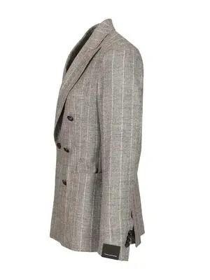 Tagliatore Montecarlo Boucle Double Breasted Blazer - Gray