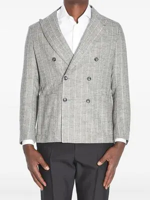Tagliatore Montecarlo Boucle Double Breasted Blazer - Gray