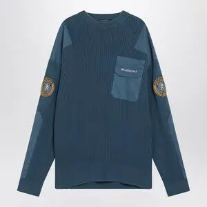 Balenciaga Uniform Merch Cotton Jumper - Blue