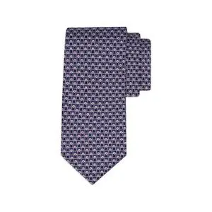 FERRAGAMO Silk Tournament Motif Neck Tie - Blue