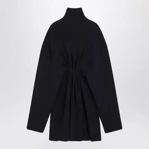 Balenciaga Ribbed Wool And Cotton Mini Dress - Blue