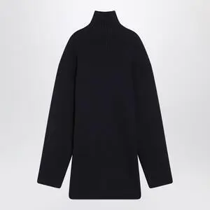 Balenciaga Ribbed Wool And Cotton Mini Dress - Blue