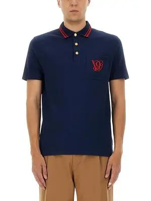 Valentino Garavani Polo Shirt With Vg Embroidery - Blue