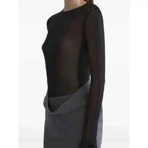 MUGLER Long Sleeve Sheer Top