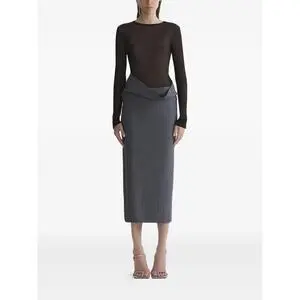 MUGLER Long Sleeve Sheer Top