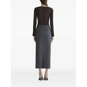 MUGLER Long Sleeve Sheer Top