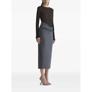 MUGLER Long Sleeve Sheer Top