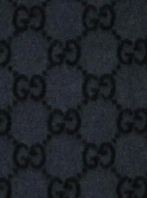 Gucci Fringed Edge Scarf With Gg Jacquard Motif In Cashmere For