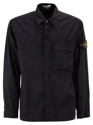 Stone Island Comfort Fit Overshirt With Press Studs - Blue