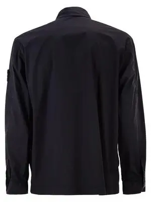 Stone Island Comfort Fit Overshirt With Press Studs - Blue