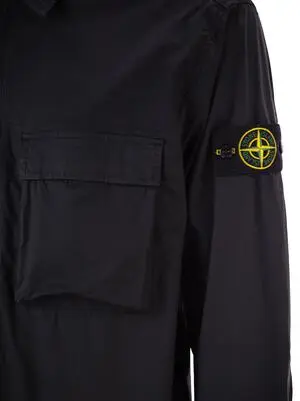 Stone Island Comfort Fit Overshirt With Press Studs - Blue