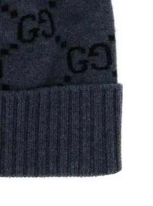 Gucci Gg Jacquard Cashmere Beanie - Gray