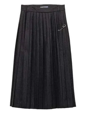 Prada Flannel Pleated Skirt - Multicolor