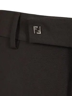 Fendi Wool Gabardine Cigarette Trousers - Brown