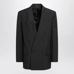 Gucci Double-breasted Jacket In Technical Panama - Black