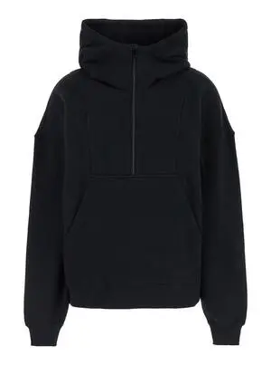 Saint Laurent Black Hoodie With Kangaroo Pocket And Logo Lettering In Cotton - Multicolor