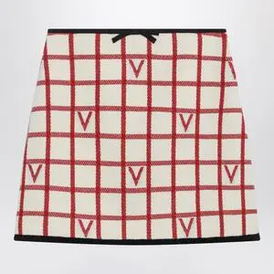 Valentino Garavani Wool And Cotton Blend Patterned Skirt - Multicolor