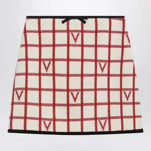 Valentino Garavani Wool And Cotton Blend Patterned Skirt - Multicolor