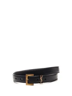 Saint Laurent Cassandre Thin Belt - Black