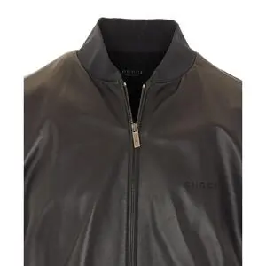 Gucci Logo Leather Bomber