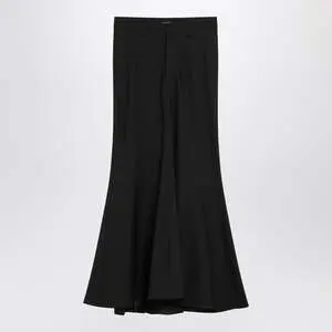 Balenciaga Wool Flared Ankle Length Skirt - Black